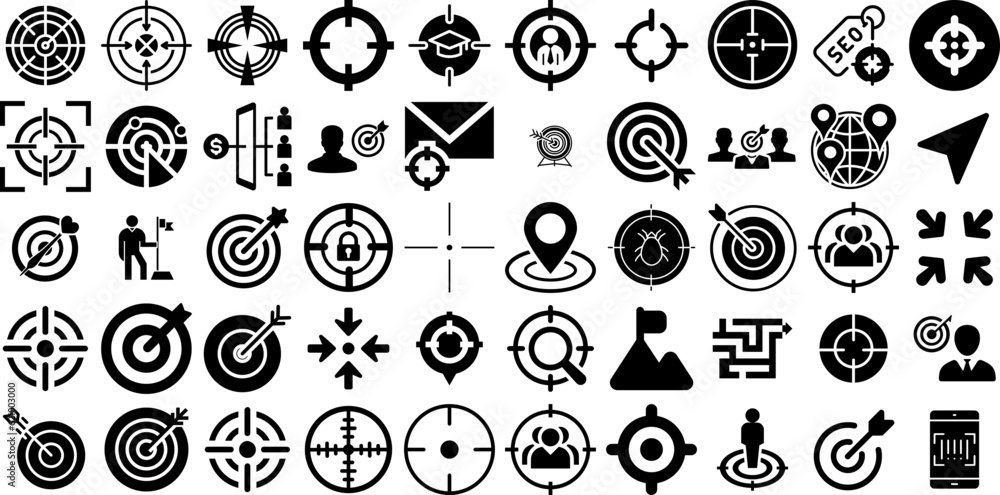 Huge Set Of Target Icons Collection Linear Simple Web Icon Icon, Mark ...