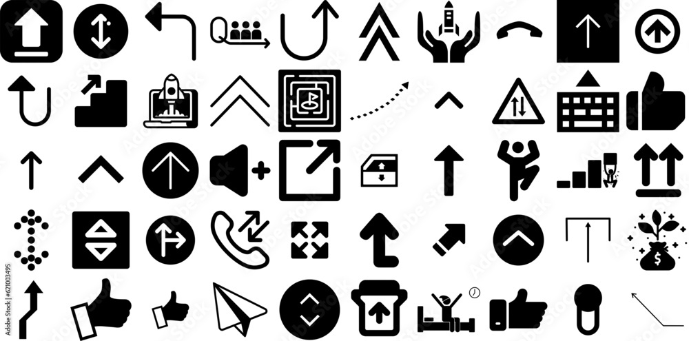 Huge Collection Of Up Icons Collection Hand-Drawn Black Concept Symbols ...