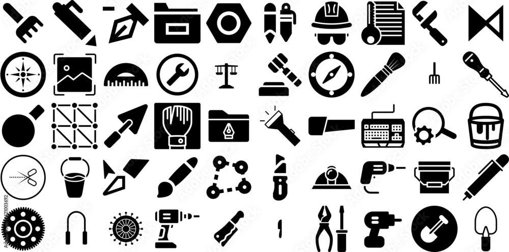 Huge Set Of Tool Icons Collection Isolated Cartoon Elements Set ...