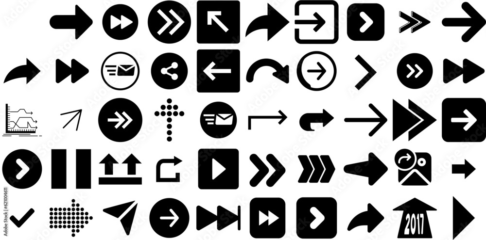 Huge Set Of Forward Icons Collection Linear Infographic Pictogram ...