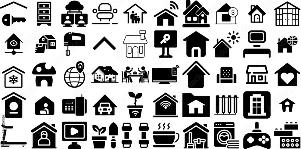 Mega Collection Of Home Icons Pack Linear Modern Signs Sensor, People ...