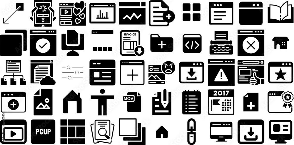 Mega Collection Of Page Icons Bundle Isolated Simple Pictogram Icon ...