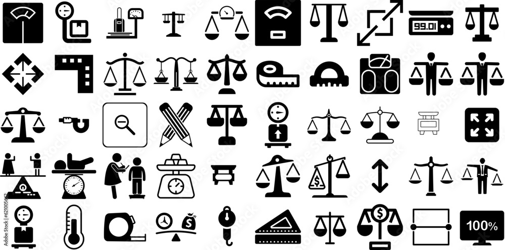 Huge Collection Of Scale Icons Set Isolated Simple Symbol Low, Icon ...