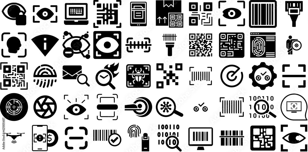 Big Collection Of Scan Icons Set Hand-Drawn Isolated Concept Web Icon ...