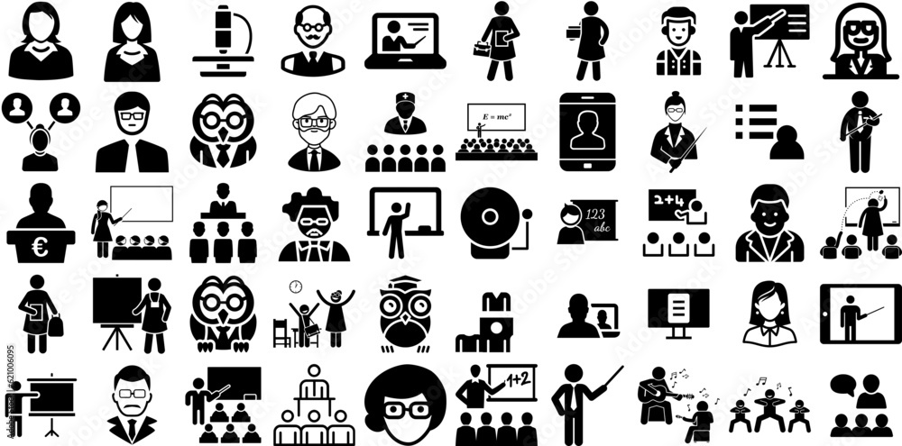 Mega Collection Of Teacher Icons Pack Linear Drawing Symbols Student ...