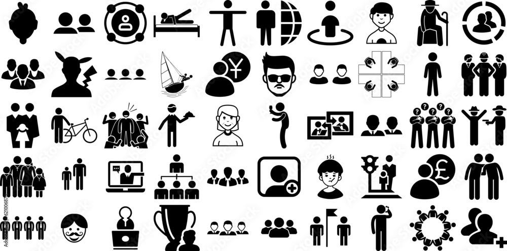 Big Set Of People Icons Set Linear Cartoon Pictograms Counseling ...