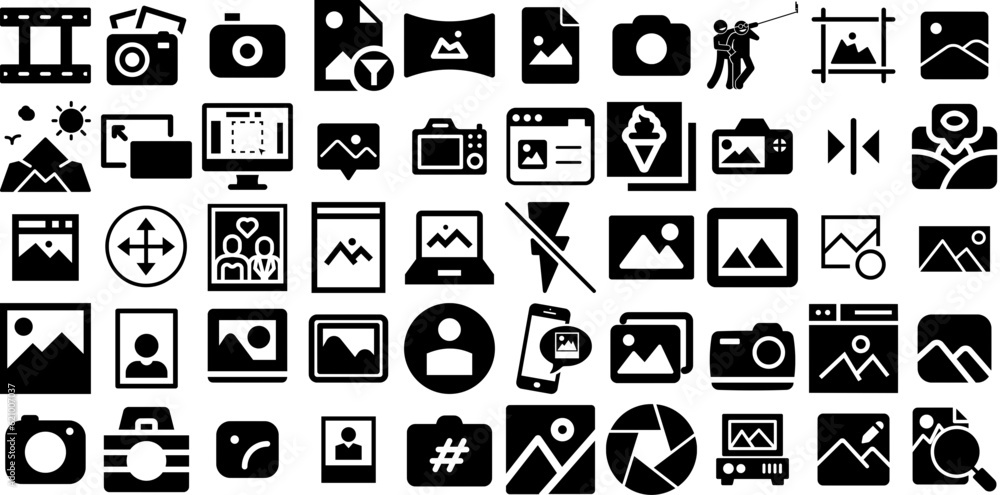 Big Set Of Picture Icons Pack Flat Infographic Symbol Symbol, Icon ...