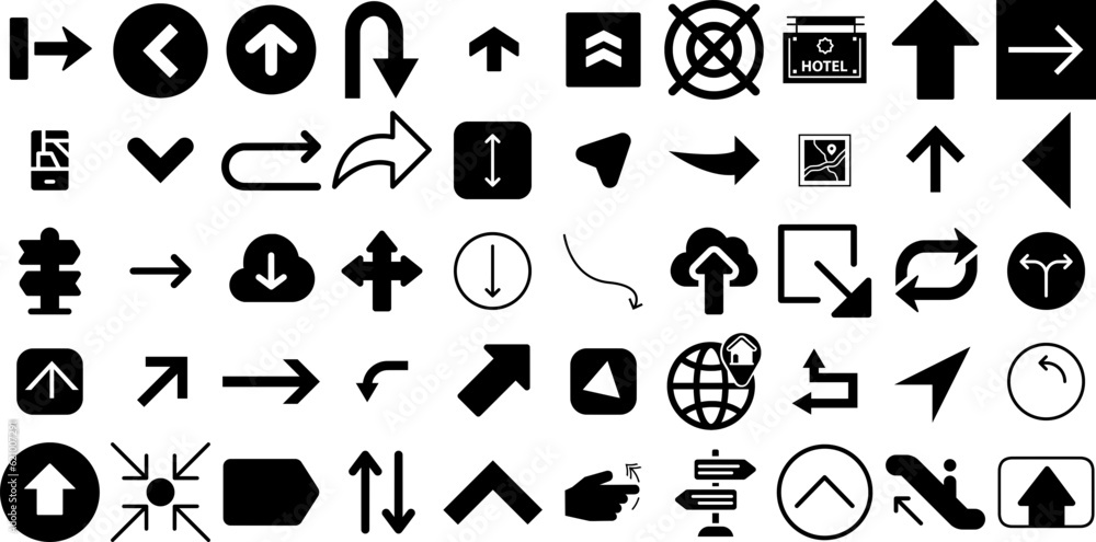 Big Collection Of Direction Icons Set Isolated Cartoon Symbols Symbol ...