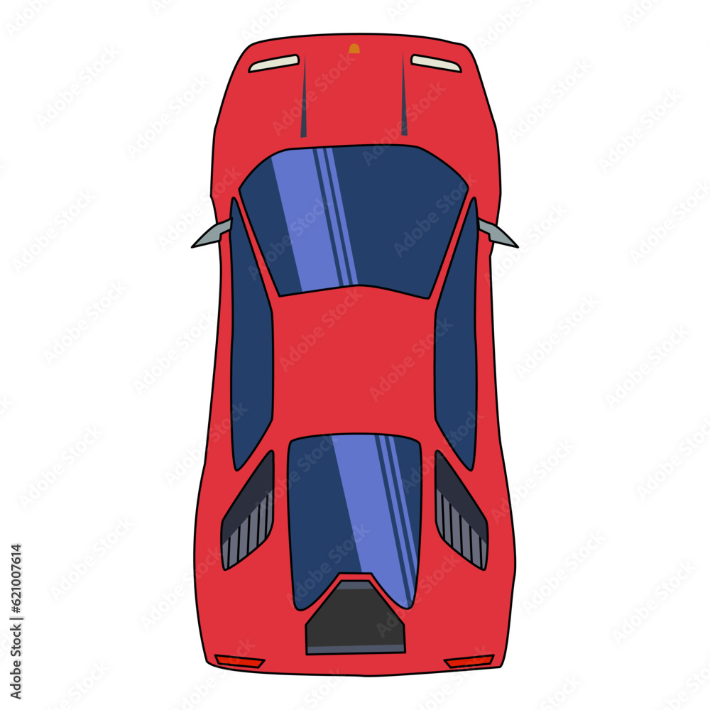 Top view red car cartoon concept. cartoon transport.vector illustration ...