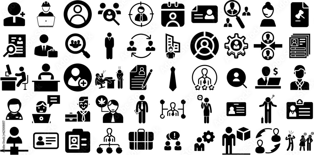 Massive Collection Of Employee Icons Bundle Hand-Drawn Linear ...