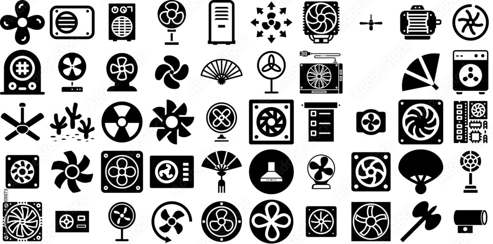 Massive Set Of Fan Icons Bundle Linear Infographic Silhouette Set, Icon ...