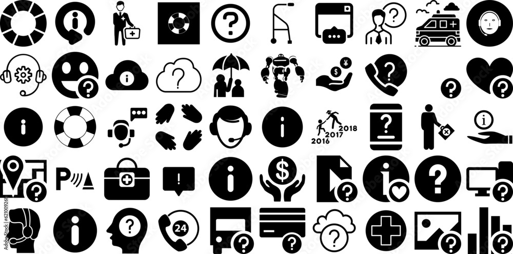 Mega Collection Of Help Icons Collection Hand-Drawn Black Vector ...