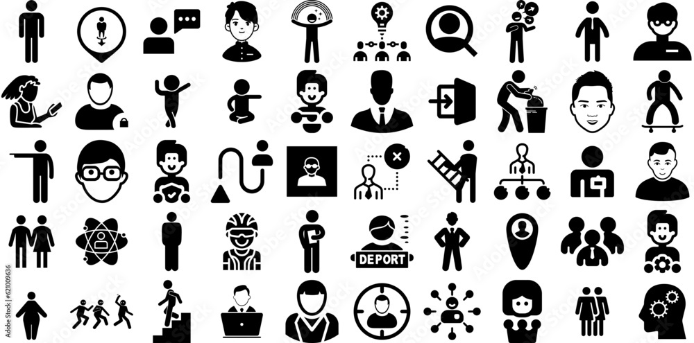 Mega Collection Of Person Icons Pack Hand-Drawn Black Design Pictograms ...