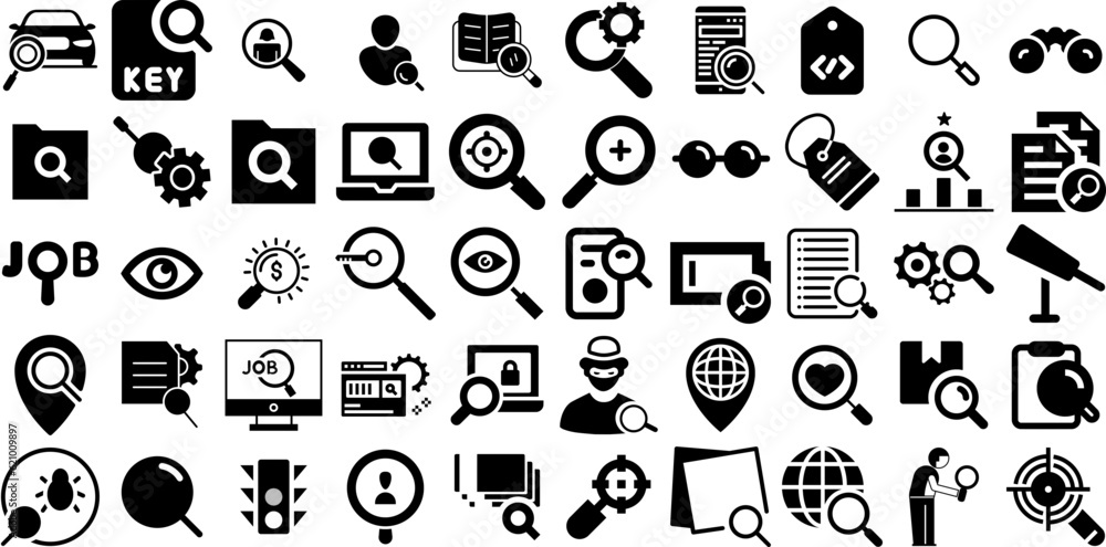 Huge Collection Of Search Icons Bundle Solid Drawing Symbol People ...