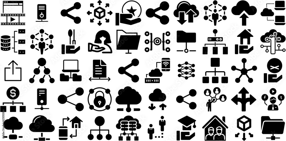 Mega Set Of Sharing Icons Collection Flat Infographic Pictogram App ...
