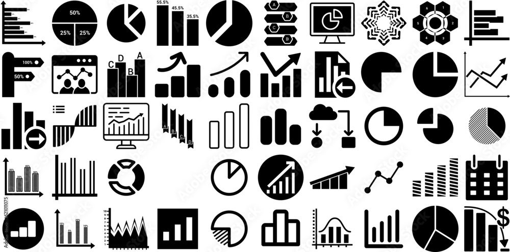 Massive Set Of Chart Icons Set Hand-Drawn Solid Concept Clip Art ...