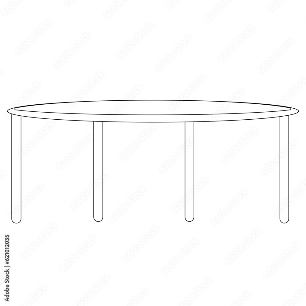 continuous line drawing of simple round table,Hand-drawn collection of ...