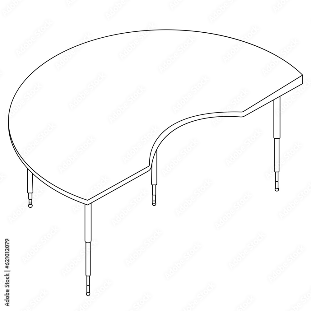 continuous line drawing of simple round table,Hand-drawn collection of ...