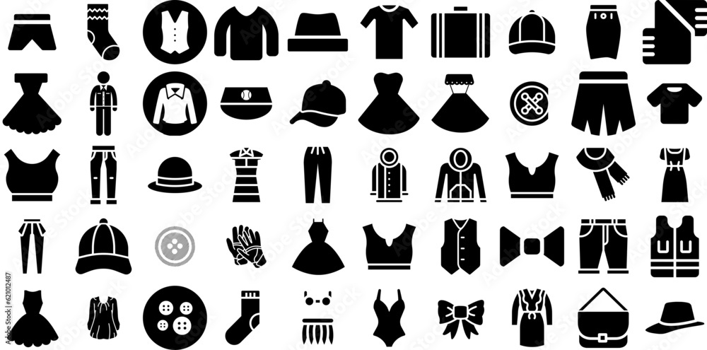Massive Set Of Clothing Icons Set Flat Modern Silhouette Apparel ...