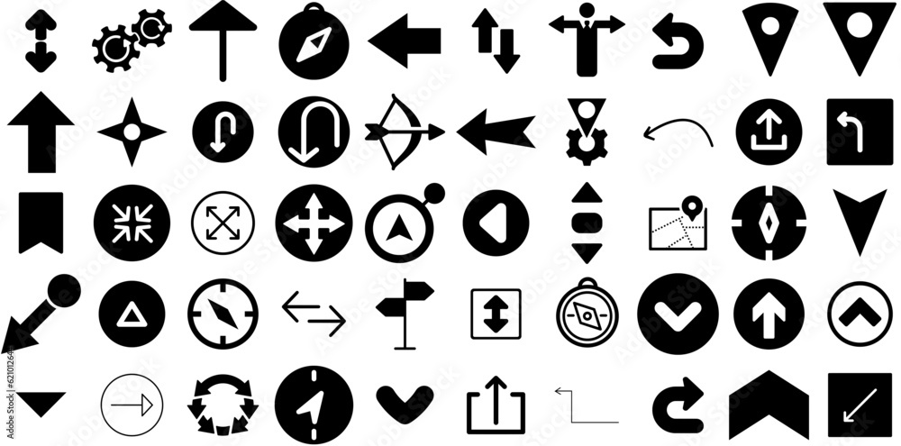 Massive Collection Of Direction Icons Pack Flat Cartoon Silhouette Way ...