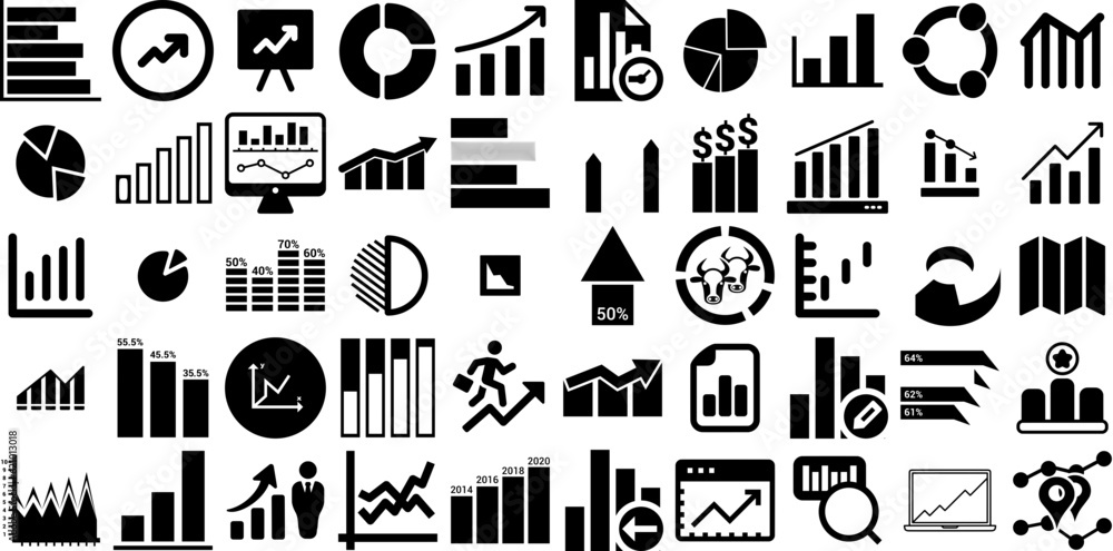 Massive Collection Of Graph Icons Bundle Hand-Drawn Linear Cartoon ...