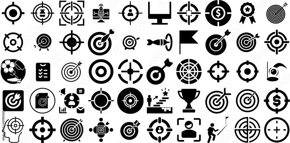Big Collection Of Goal Icons Collection Hand-Drawn Isolated Modern Clip ...