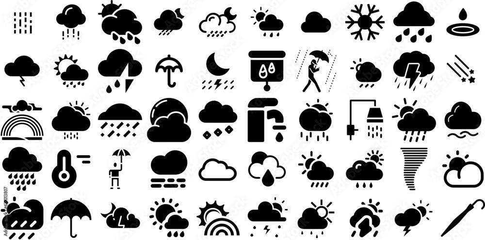 Mega Set Of Rain Icons Set Linear Concept Web Icon Dripped, Icon ...