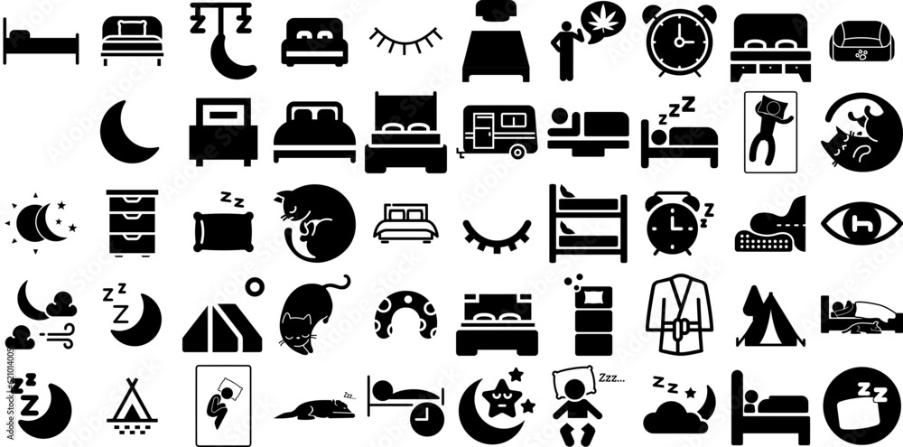 Mega Collection Of Sleep Icons Pack Hand-Drawn Linear Infographic ...