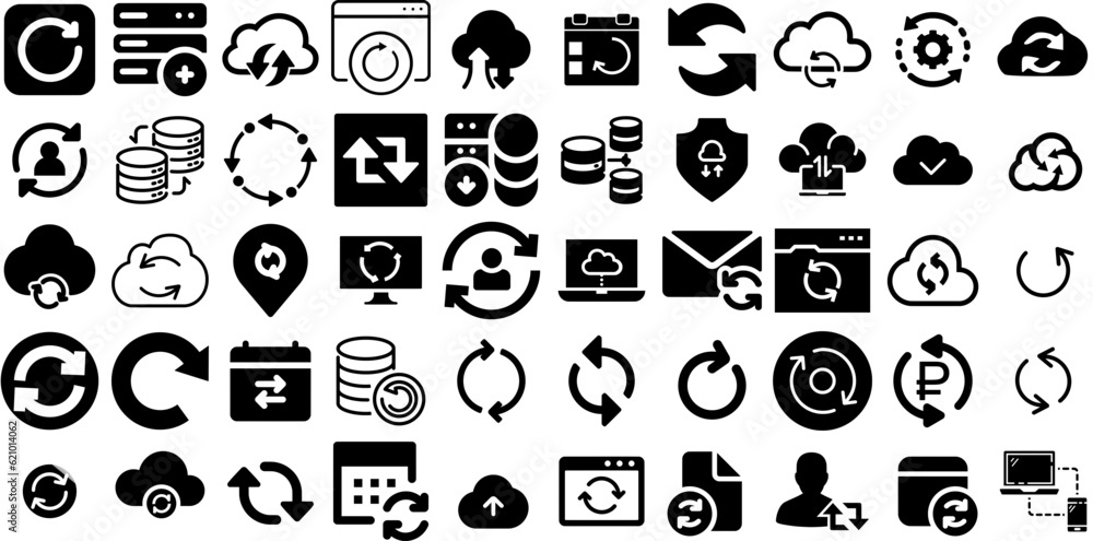 Massive Set Of Sync Icons Bundle Black Modern Clip Art Refresh, Icon ...