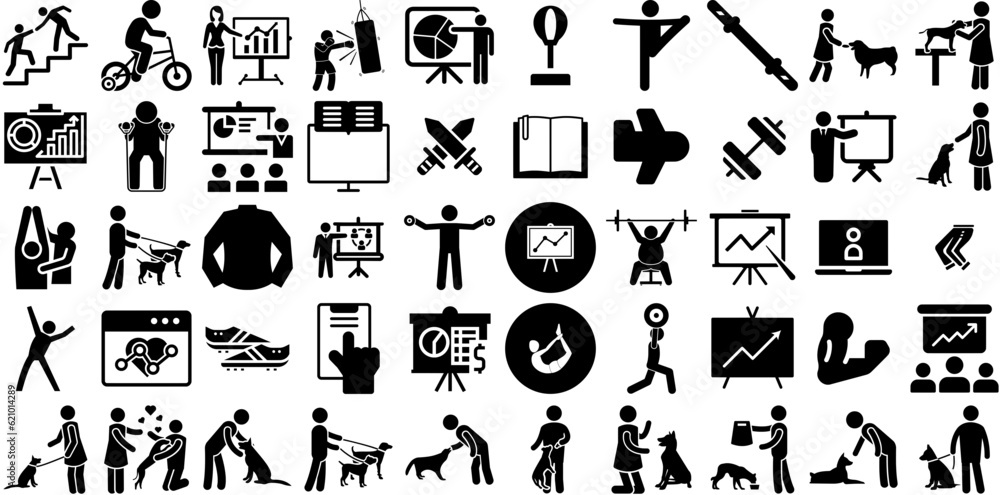 Huge Collection Of Training Icons Pack Hand-Drawn Black Vector ...