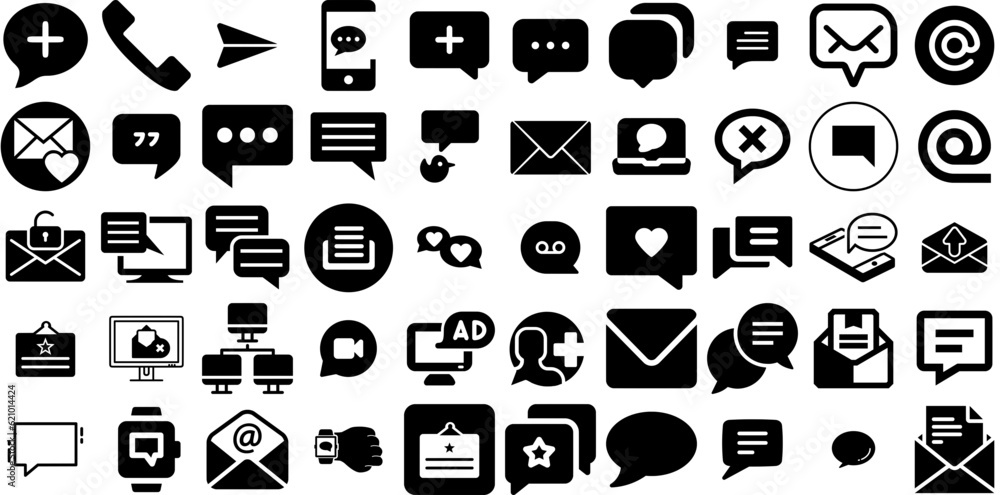 Huge Collection Of Message Icons Pack Black Cartoon Web Icon Icon, Post ...