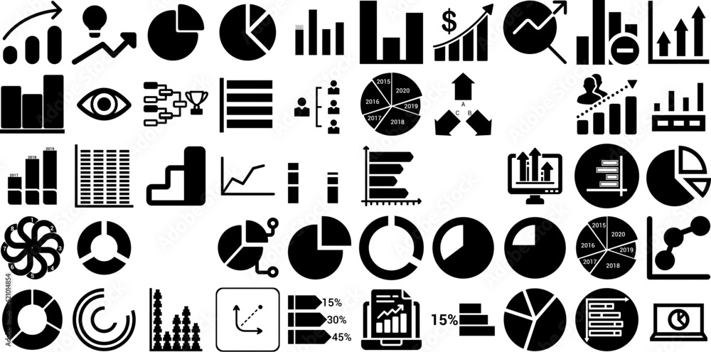 Huge Collection Of Chart Icons Pack Linear Infographic Pictogram ...