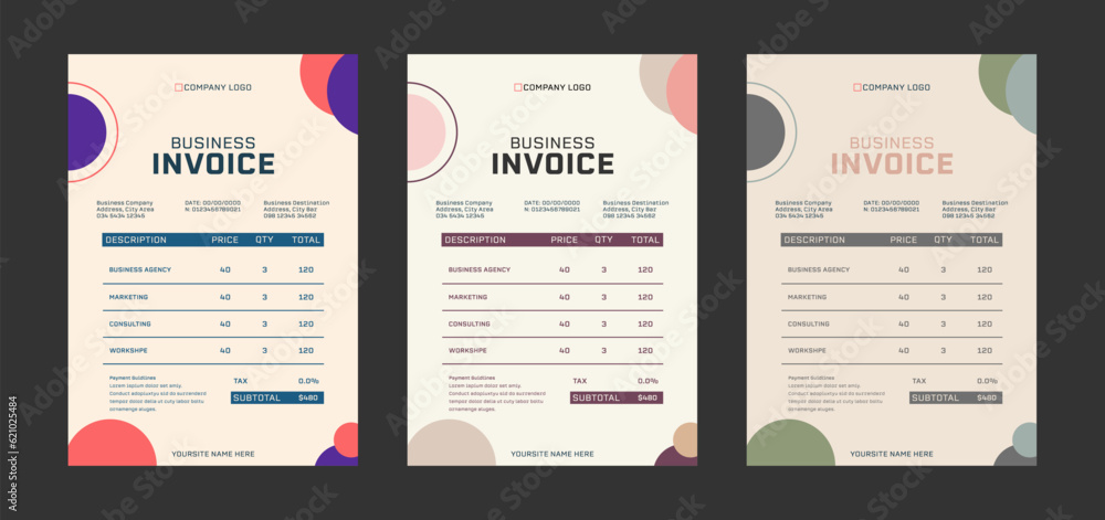 Business invoice form set template design. Invoicing tax, bills ...