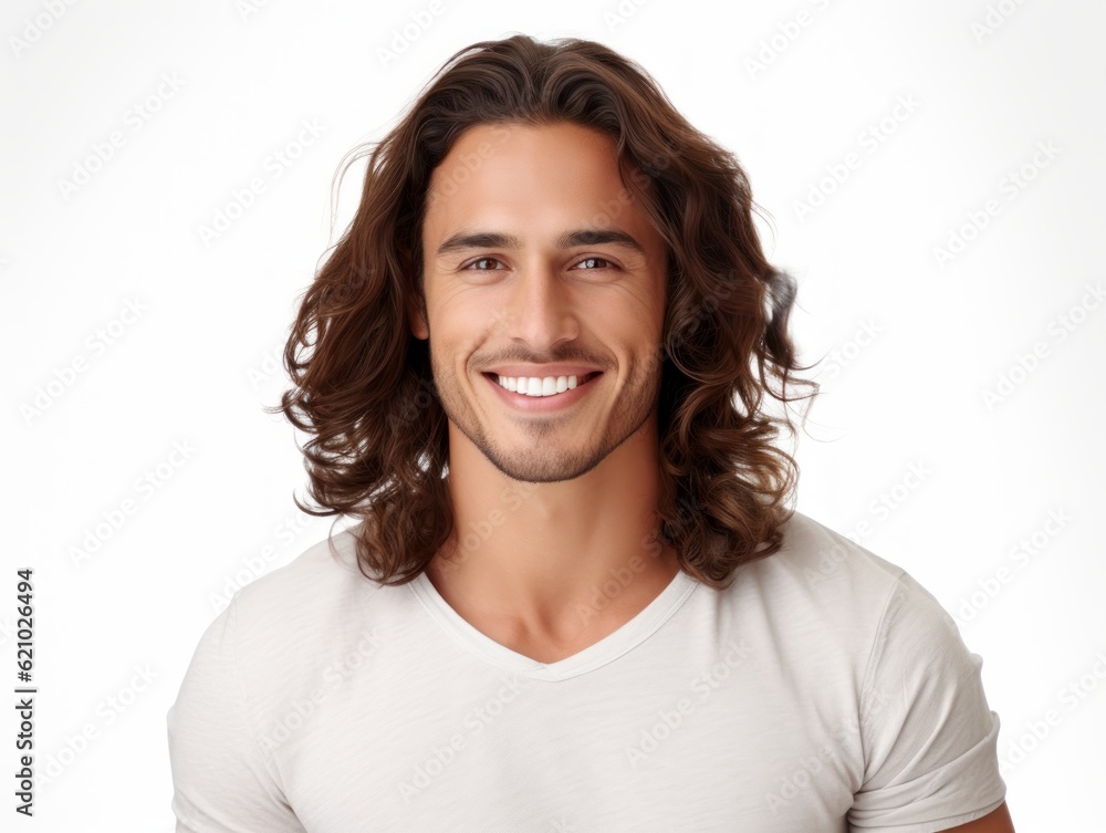 Foto de a closeup photo portrait of a handsome latino man smiling with ...