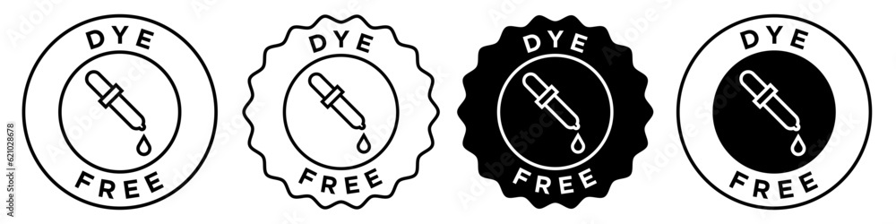 Dye free icon. Set collection of vector symbol of no synthetic ...