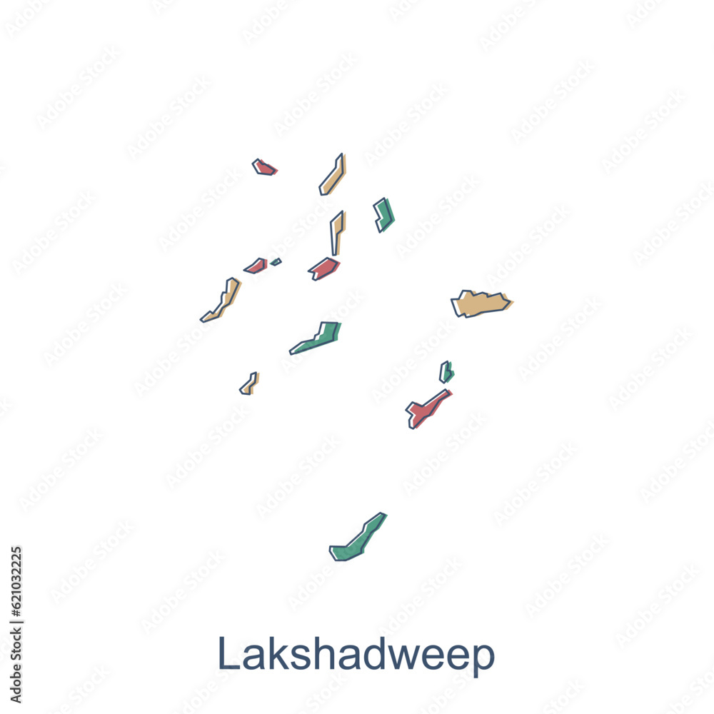 Lakshadweep map vector illustration with line modern, illustrated Map ...
