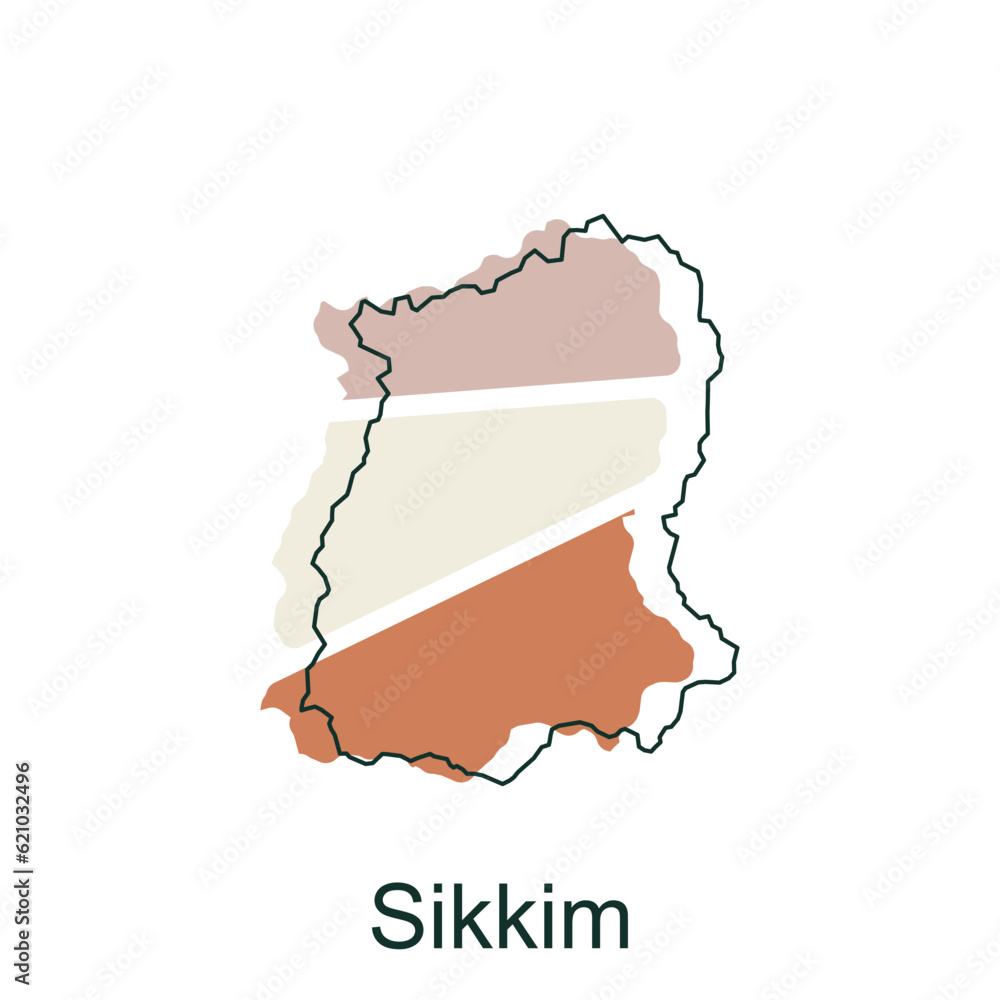 Sikkim map vector illustration with line modern, illustrated Map of ...