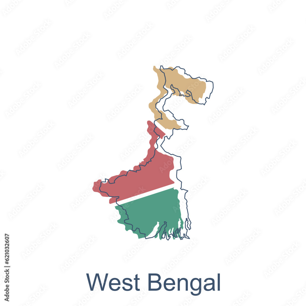 Vetor do Stock: West Bengal map vector illustration with line modern ...