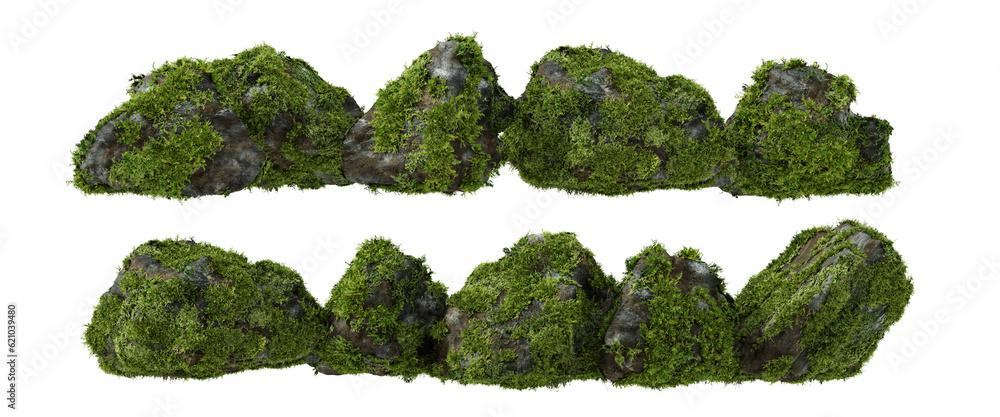 Architectural and landscape concept. Top and side view grey stone with ...