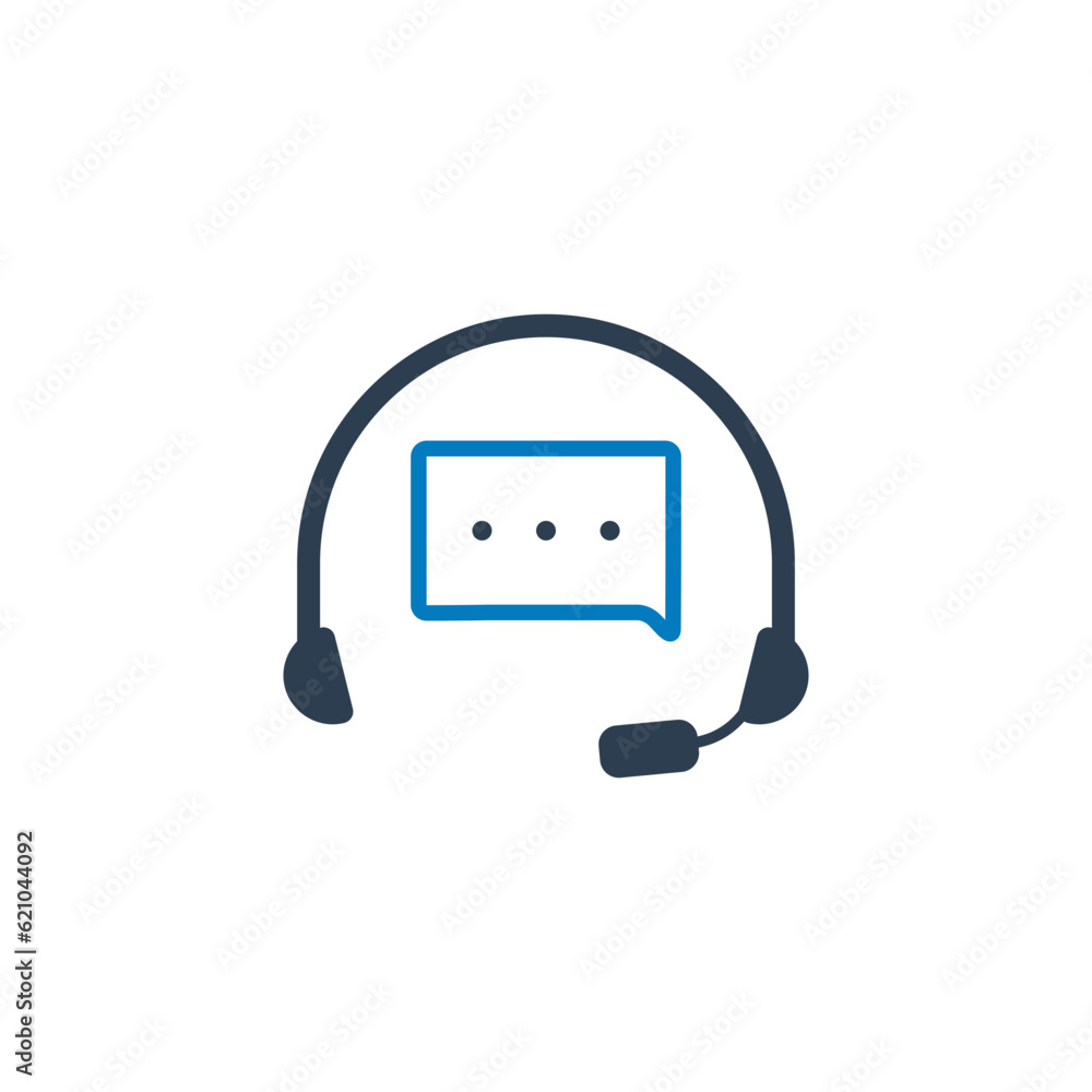 Hotline Service Icon. With Headphone and Bubble Symbols. Editable Flat ...