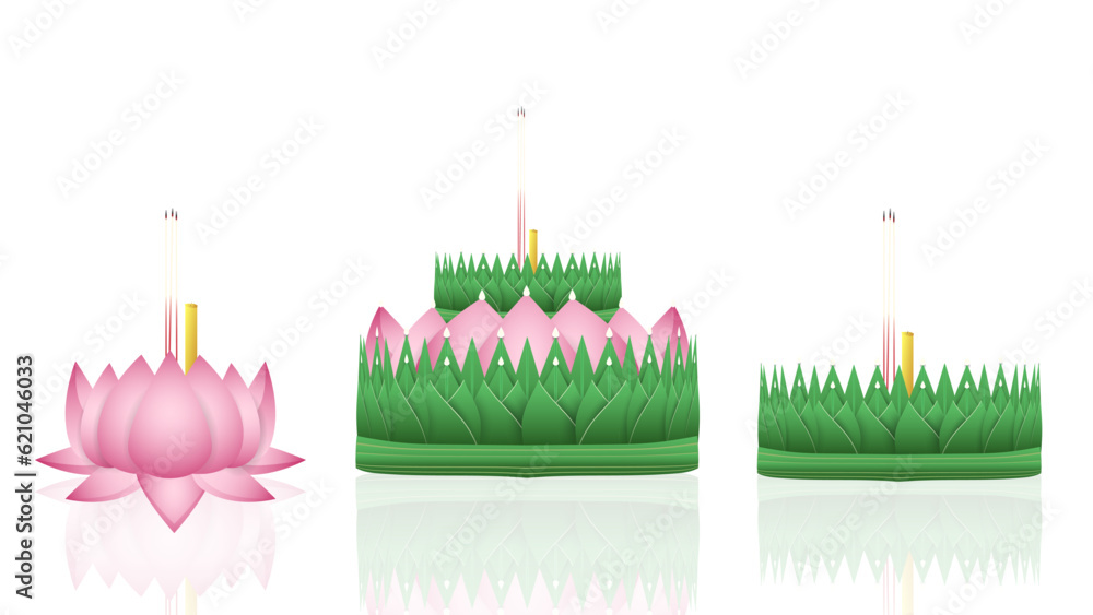 Loy Krathong festival design , Krathong made from lotus leaves and ...