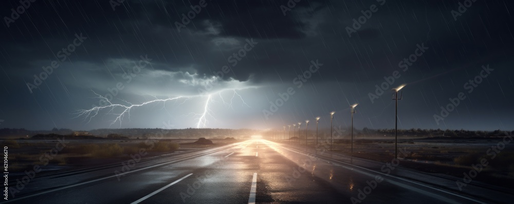 storm clouds over the road with lightning,CGI Image of Lightning ...