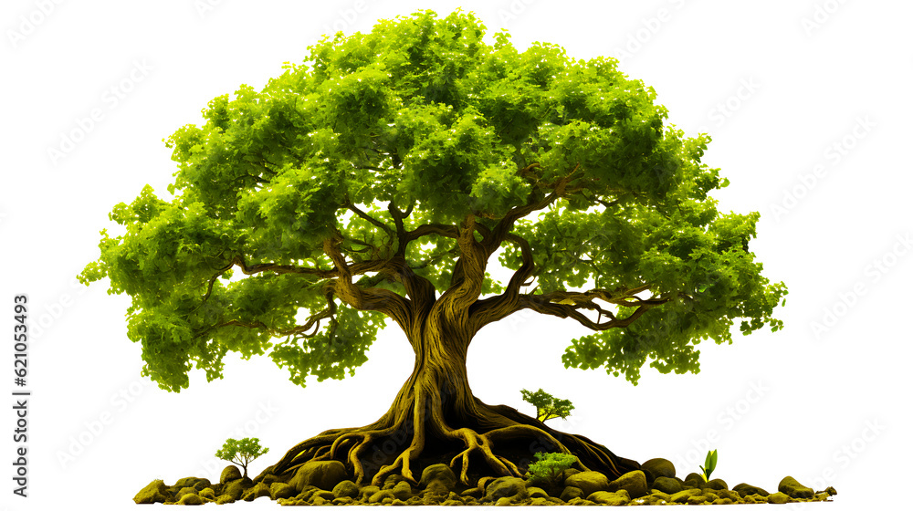 Oak tree with roots illustration transparent background Stock ...