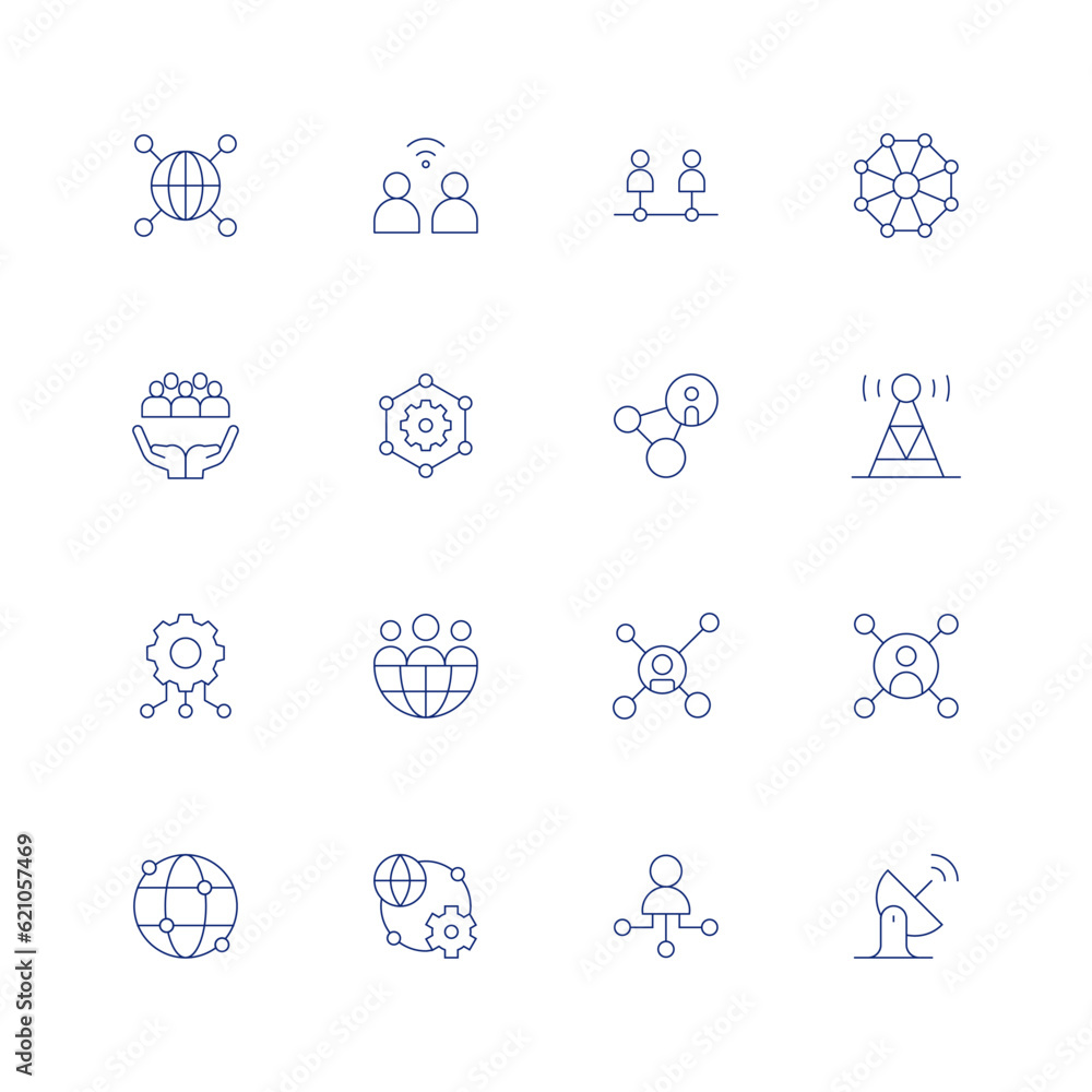 Connect line icon set on transparent background with editable stroke ...