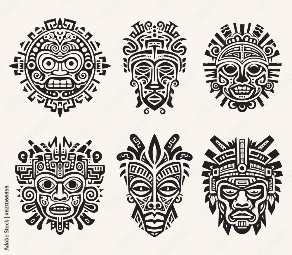 aztec faces art