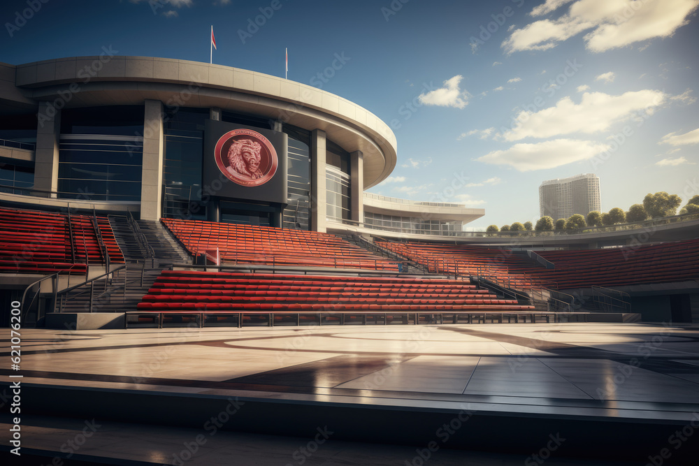 Spectator podiums in sports stadiums, providing elevated seating for an ...
