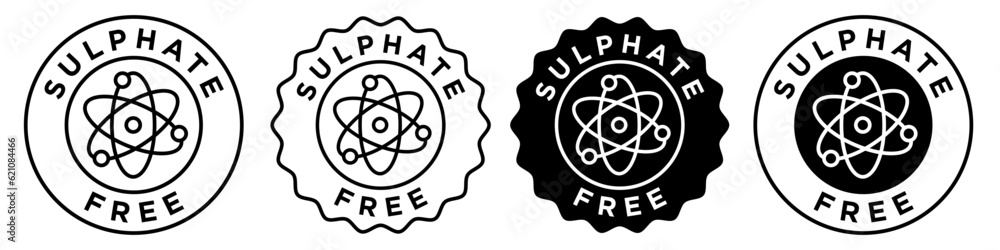 No sulphate or sulfate free icon set vector collection. Sign badge ...