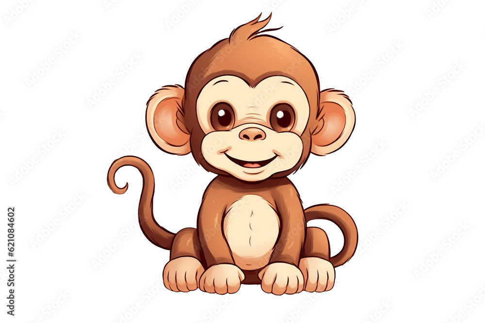 Illustration of cute brown monkey character isolated on transparent png ...