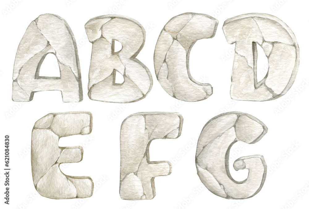 Letters of the alphabet, A, B, C, D, E, F. A set of letters, stone ...