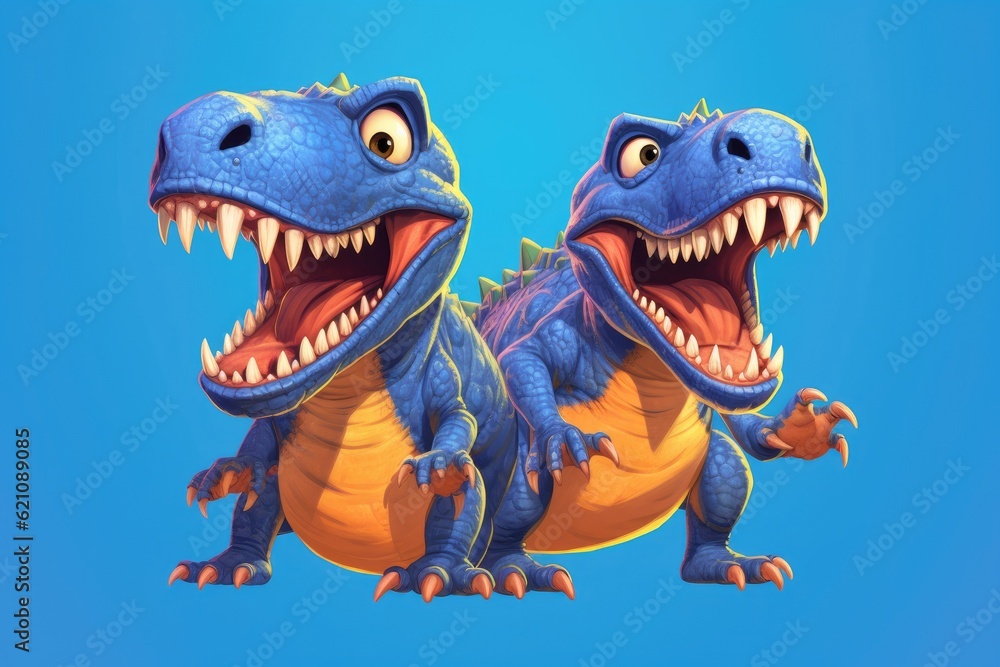 Tyrannosaurus Rex dinosaurs in cartoon form. made using generative AI ...